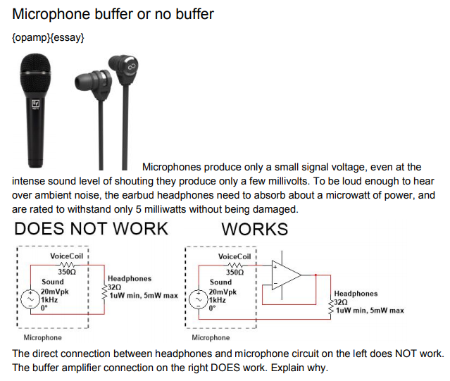 Solved Microphone buffer or no buffer {opamp essay} 111 | Chegg.com