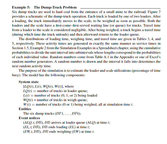 Table 6 Simulation Table for Dump-Truck Operationpart | Chegg.com