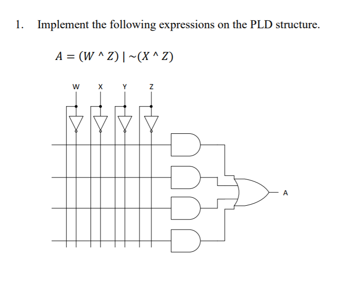 Solved 1. Implement the following expressions on the PLD | Chegg.com
