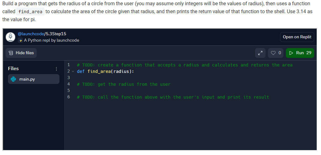 Solved Build a program that gets the radius of a circle from | Chegg.com