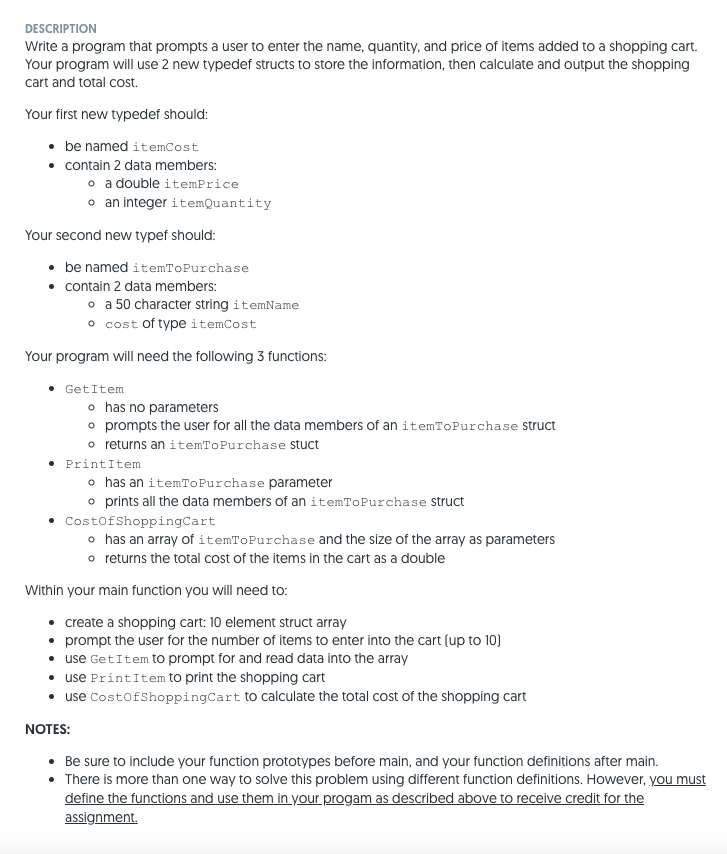 Solved DESCRIPTION Write a program that prompts a user to | Chegg.com