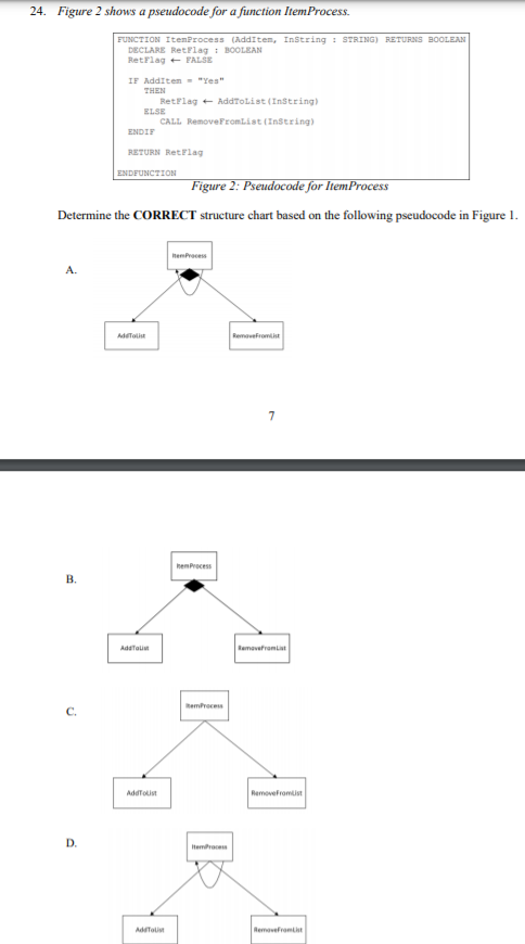 Solved 24. Figure 2 shows a pseudocode for a function Item | Chegg.com