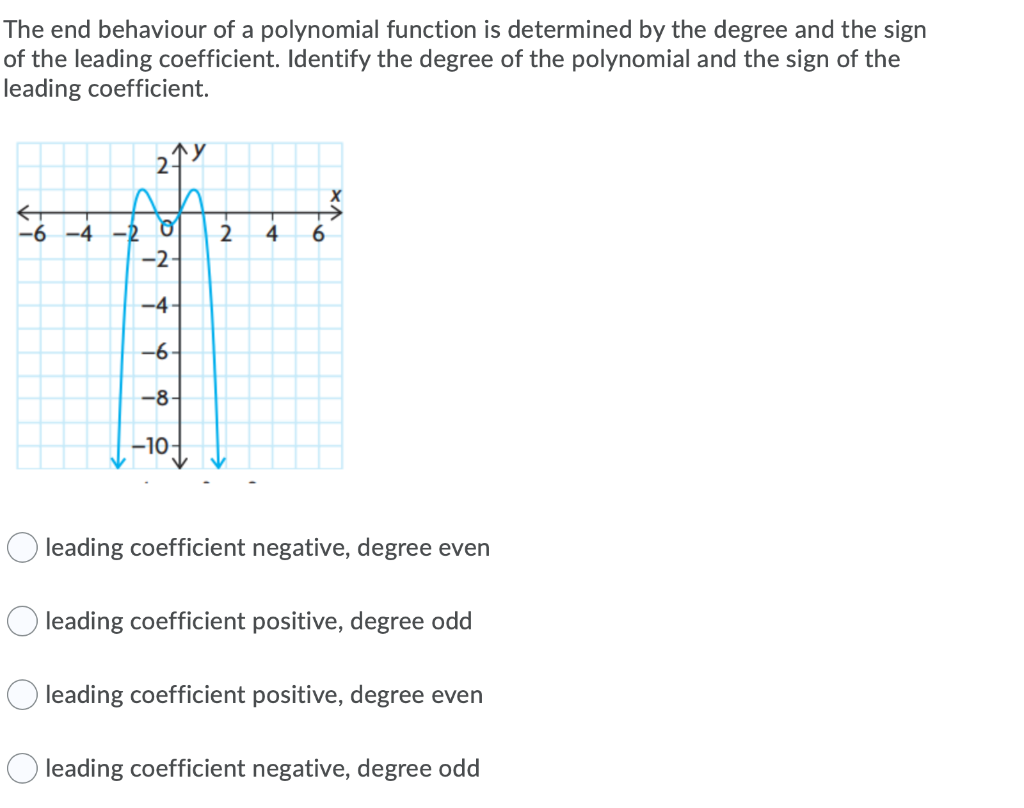 Solved The end behaviour of a polynomial function is | Chegg.com