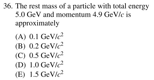 Solved 36. The rest mass of a particle with total energy | Chegg.com
