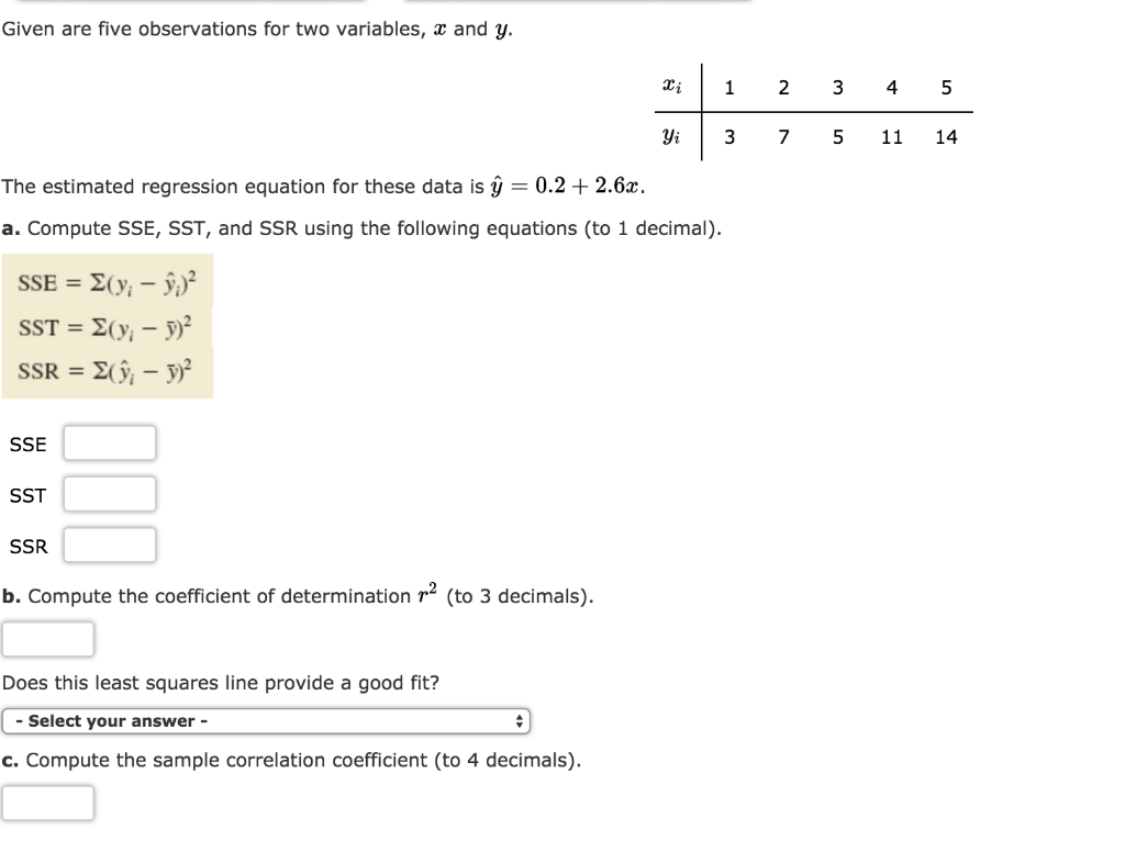 Solved Given are five observations for two variables, x and | Chegg.com Solved Given are five observations for two variables, x and | Chegg.com