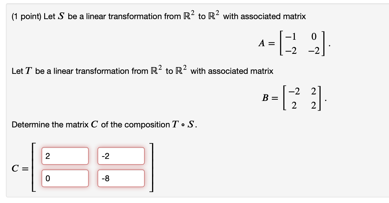 Solved 1 Point Let S Be A Linear Transformation From R2 To
