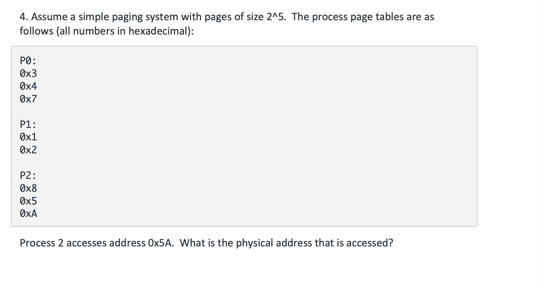 Solved 4. Assume a simple paging system with pages of size | Chegg.com