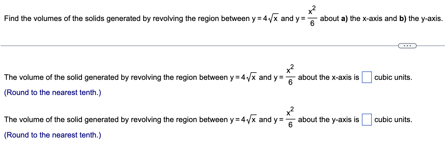Solved Find the volumes of the solids generated by revolving | Chegg.com