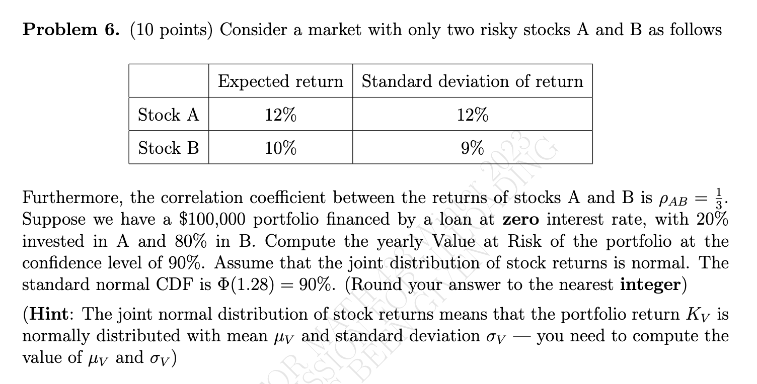Solved Problem 6. (10 points) Consider a market with only | Chegg.com