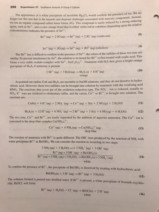 Solved Experiment 37 Qualitative Analysis of Group II | Chegg.com