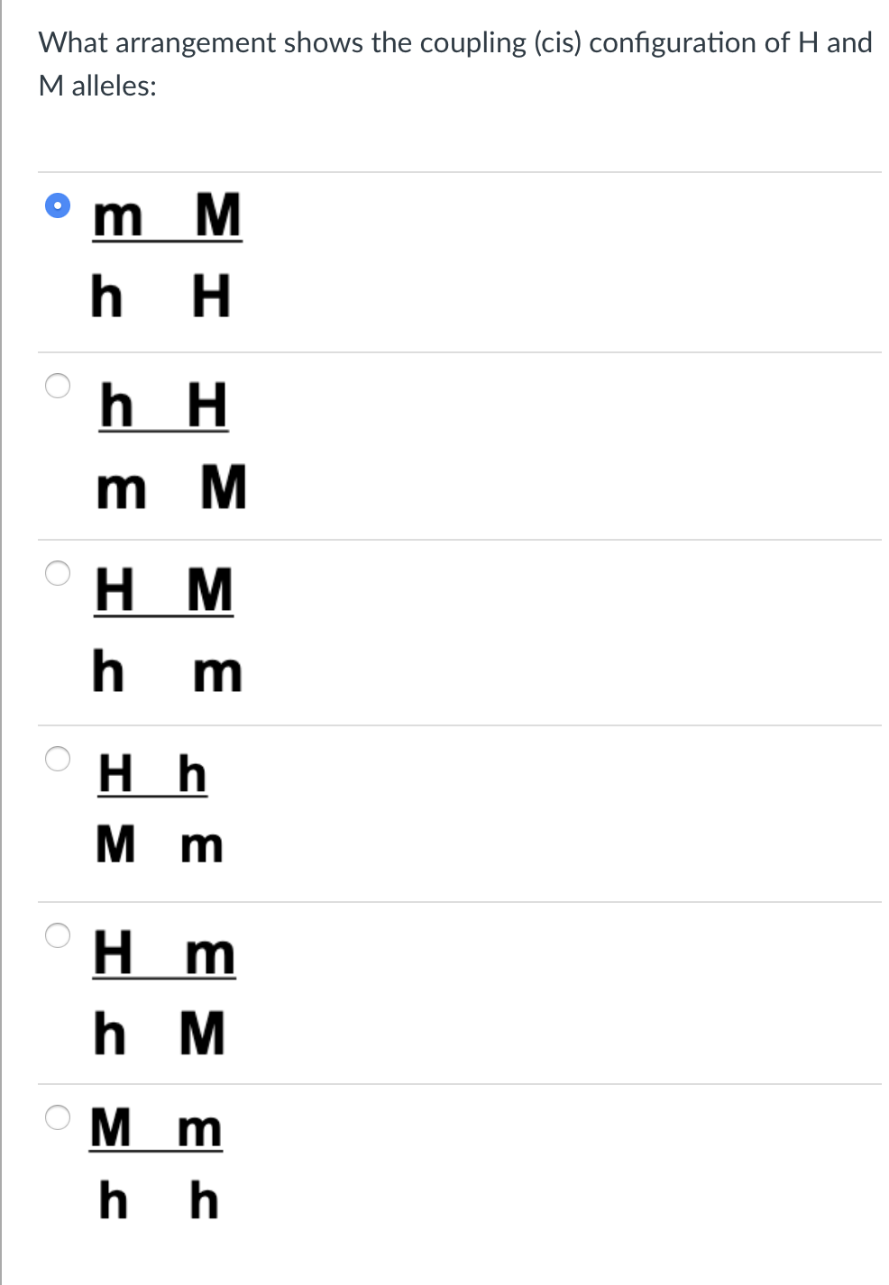 Solved What arrangement shows the coupling (cis) | Chegg.com