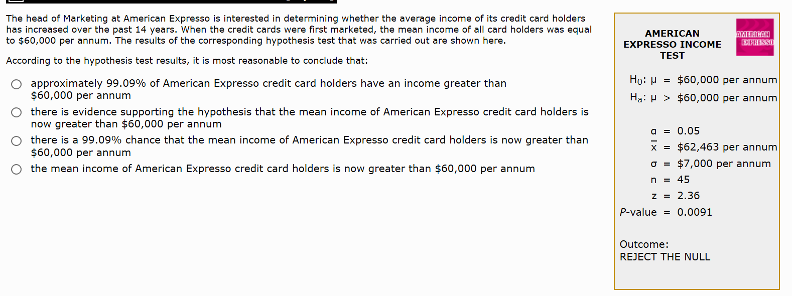 Solved The head of Marketing at American Expresso is | Chegg.com
