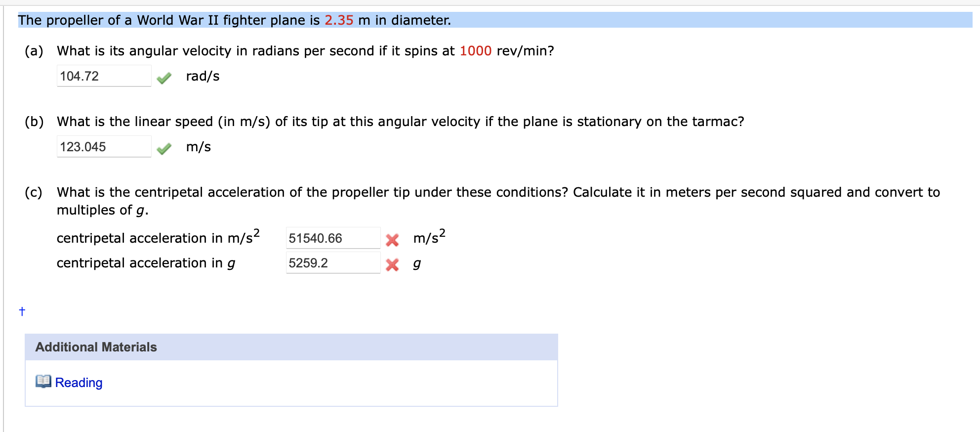 Solved (a) What is its angular velocity in radians per | Chegg.com