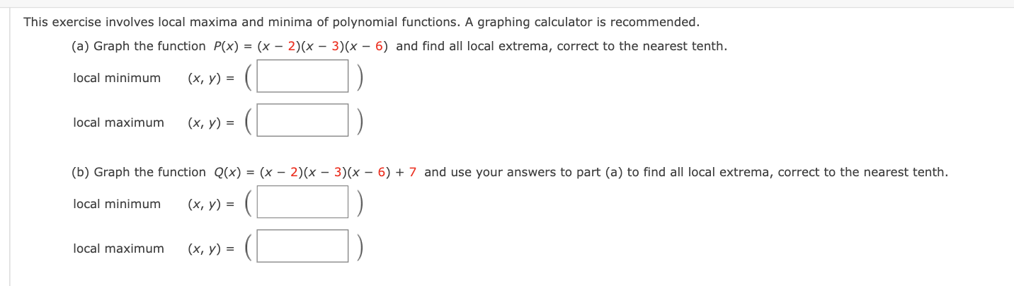 Solved This exercise involves local maxima and minima of | Chegg.com