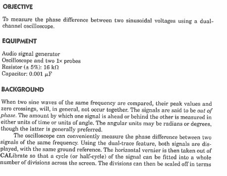 Solved OBJECTIVE To measure the phase difference between two | Chegg.com