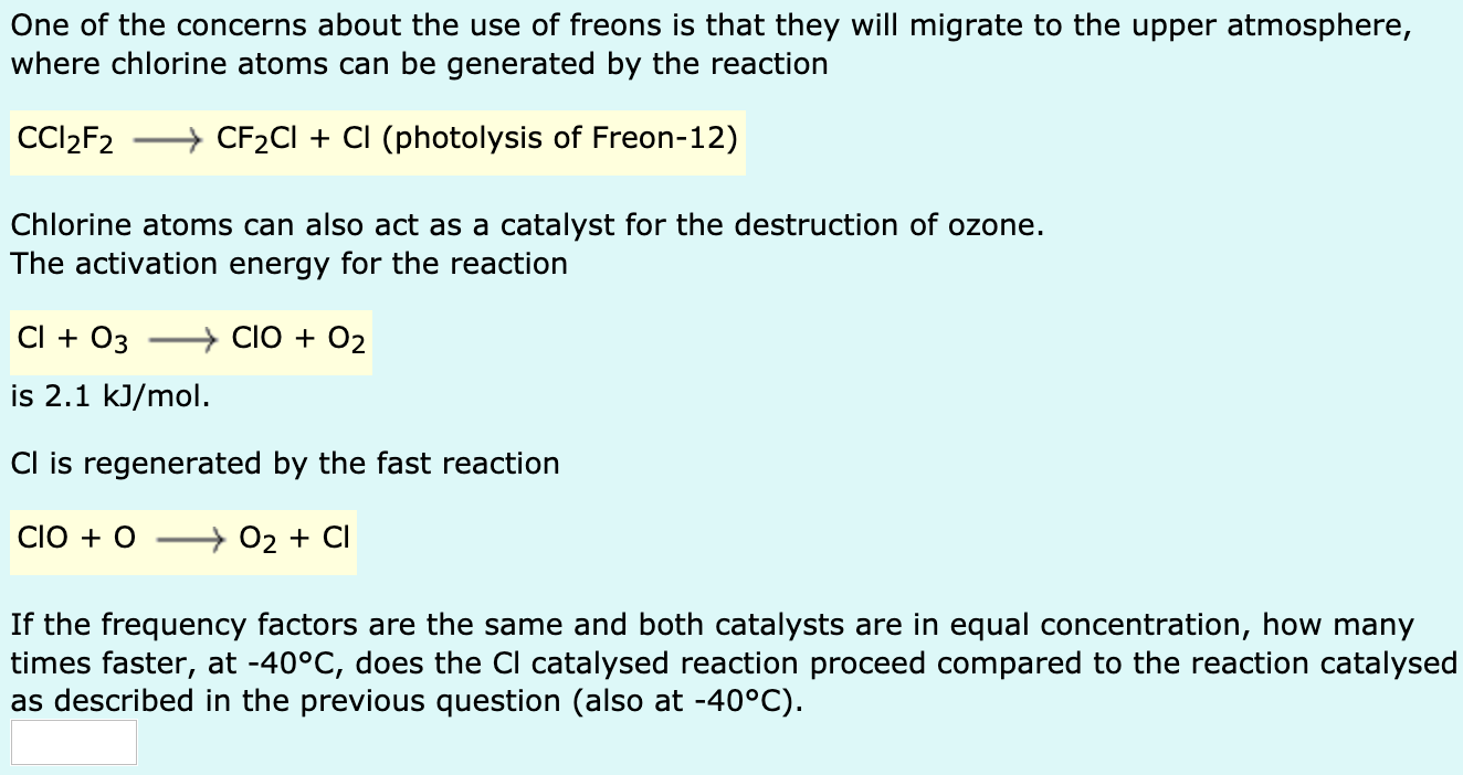 Solved One of the concerns about the use of freons is that | Chegg.com