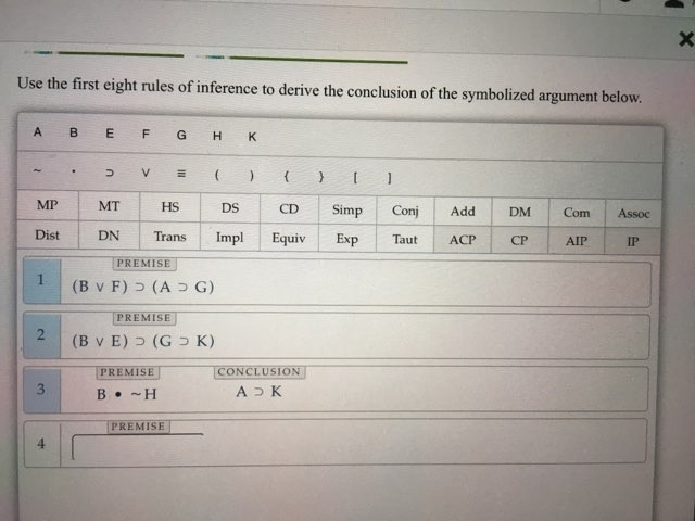 Solved Instructions Rules of Inference Use the first eight | Chegg.com