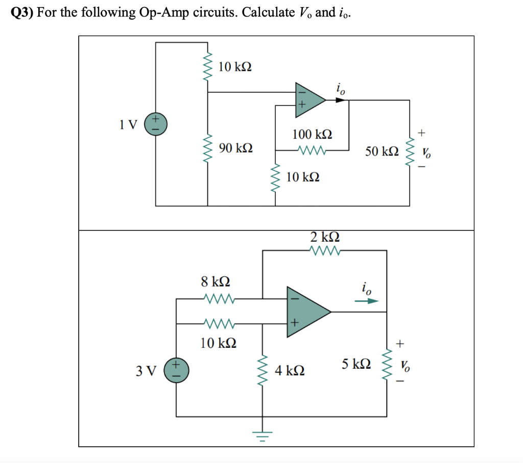 Solved Q3) For the following Op-Amp circuits. Calculate Vo | Chegg.com