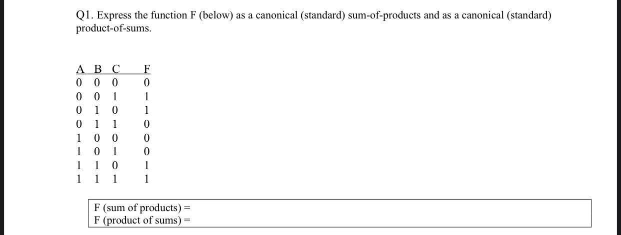 Solved Q4. Sketch a K-map of the function F=A⊕B⊕C and also | Chegg.com