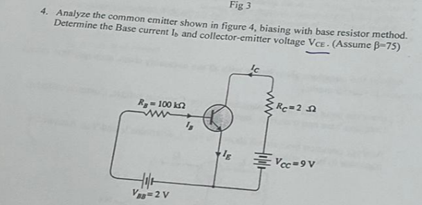 Solved 4. Analyze the common emitter shown in figure 4 , | Chegg.com