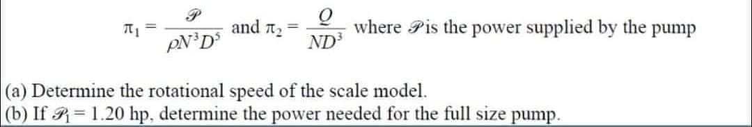 Solved A one-third scale model pump (impeller diameter Di = | Chegg.com