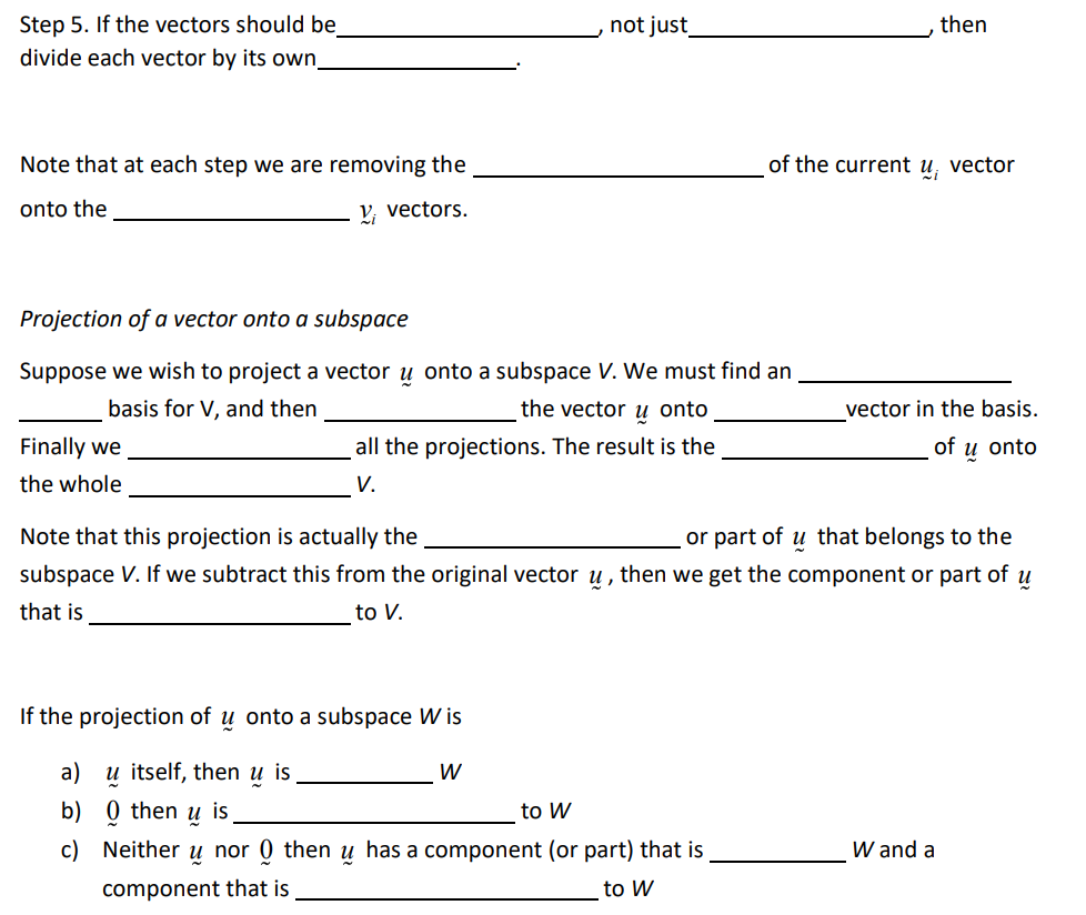 Solved not just then Step 5. If the vectors should be divide | Chegg.com