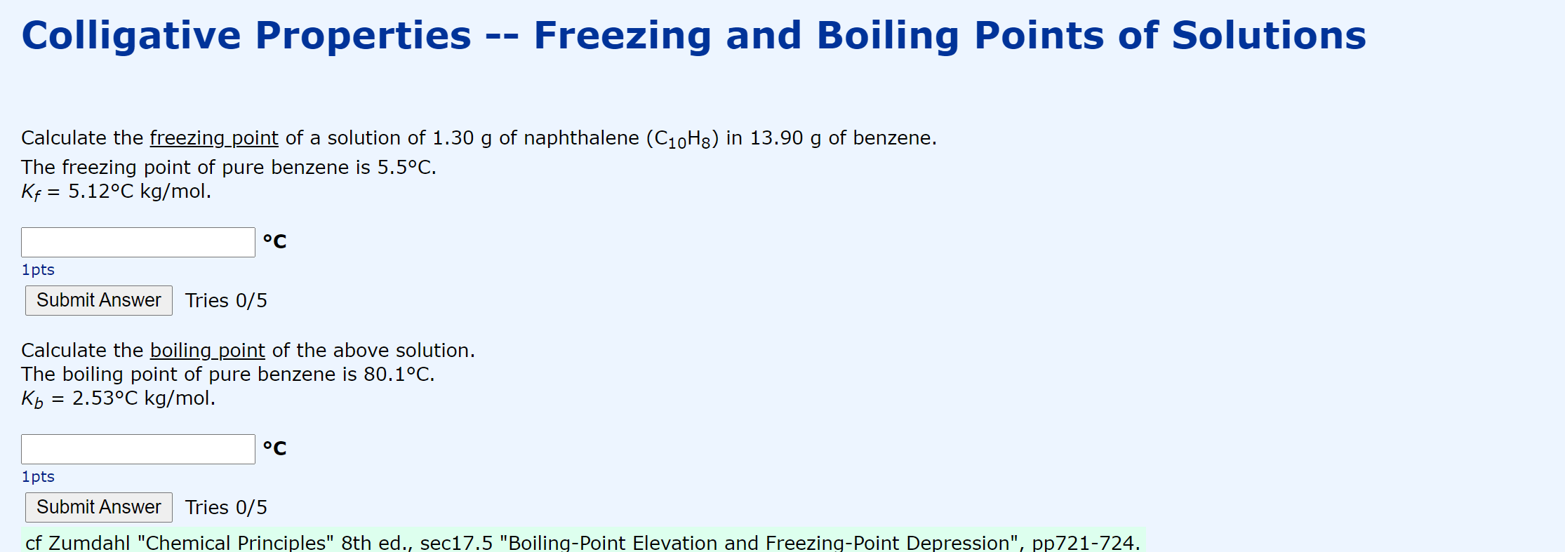 Solved Colligative Properties Freezing and Boiling Points of | Chegg.com