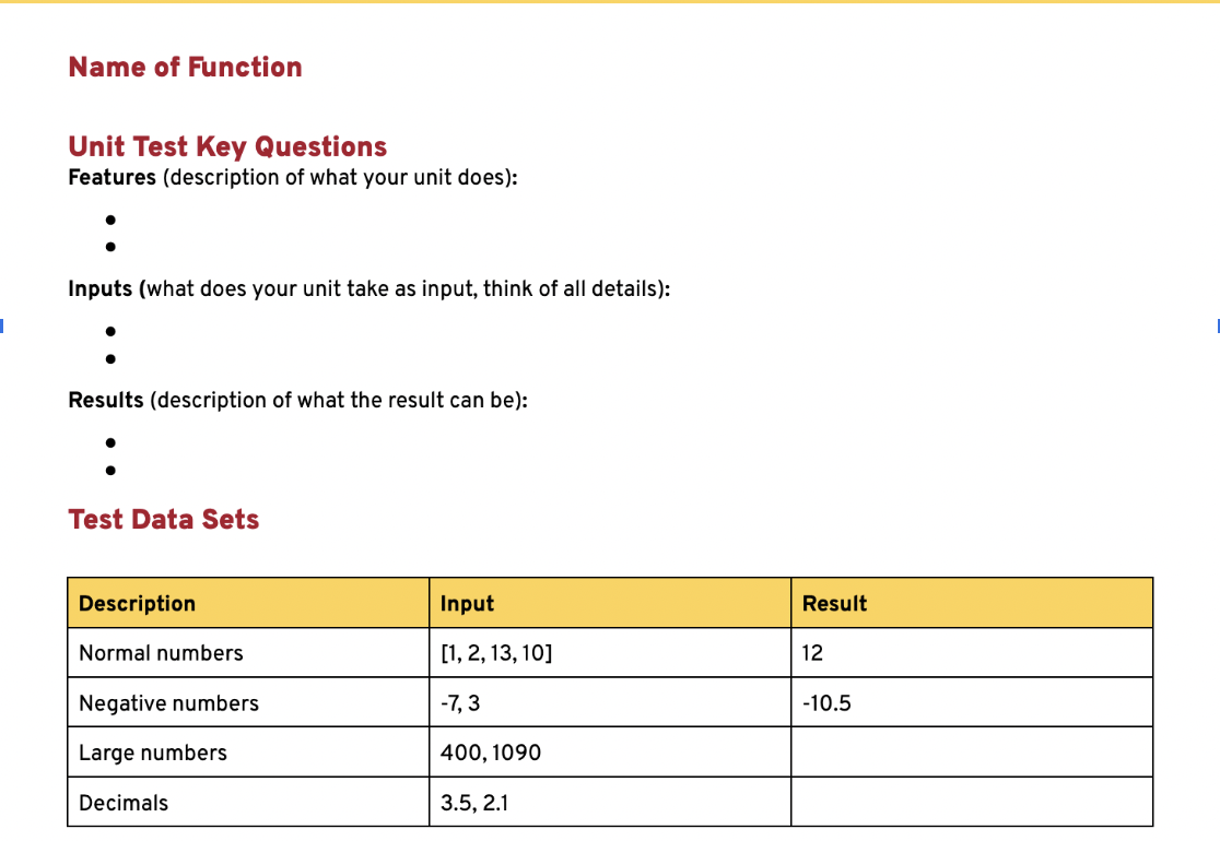 Solved Unit Test Key Questions Features (description of | Chegg.com
