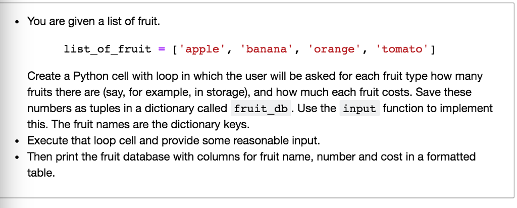 Solved . You are given a list of fruit. list of fruit- | Chegg.com