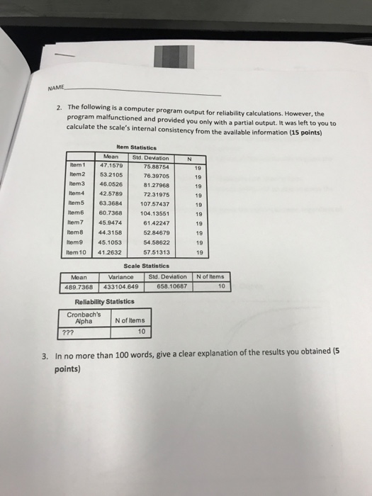 Solved The following is a computer program output for | Chegg.com