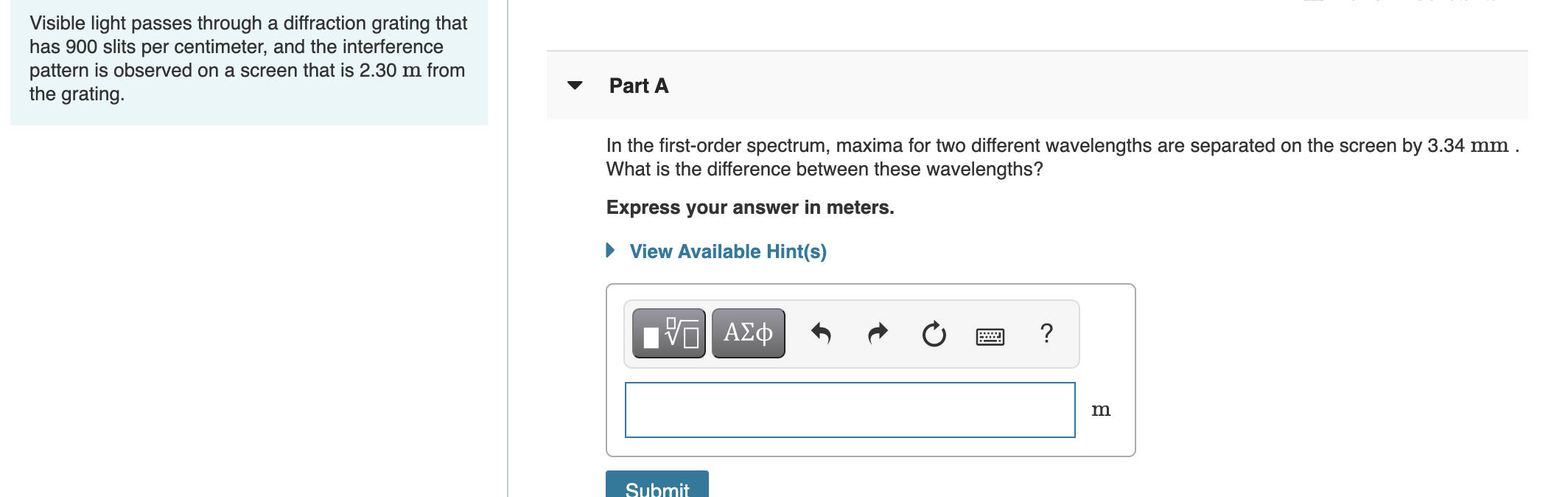 Solved Visible light passes through a diffraction grating | Chegg.com