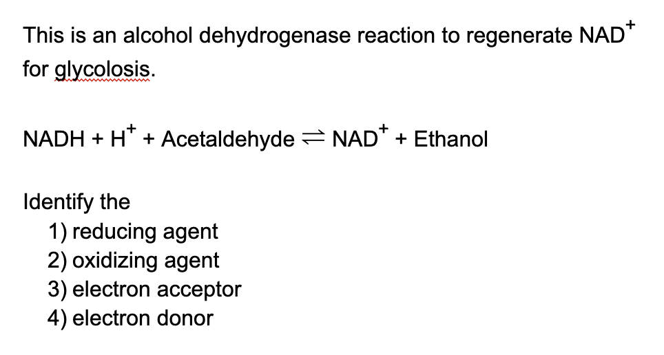 Solved This is an alcohol dehydrogenase reaction to | Chegg.com