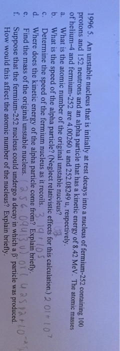 Solved An unstable nucleus that is initially at rest decays | Chegg.com