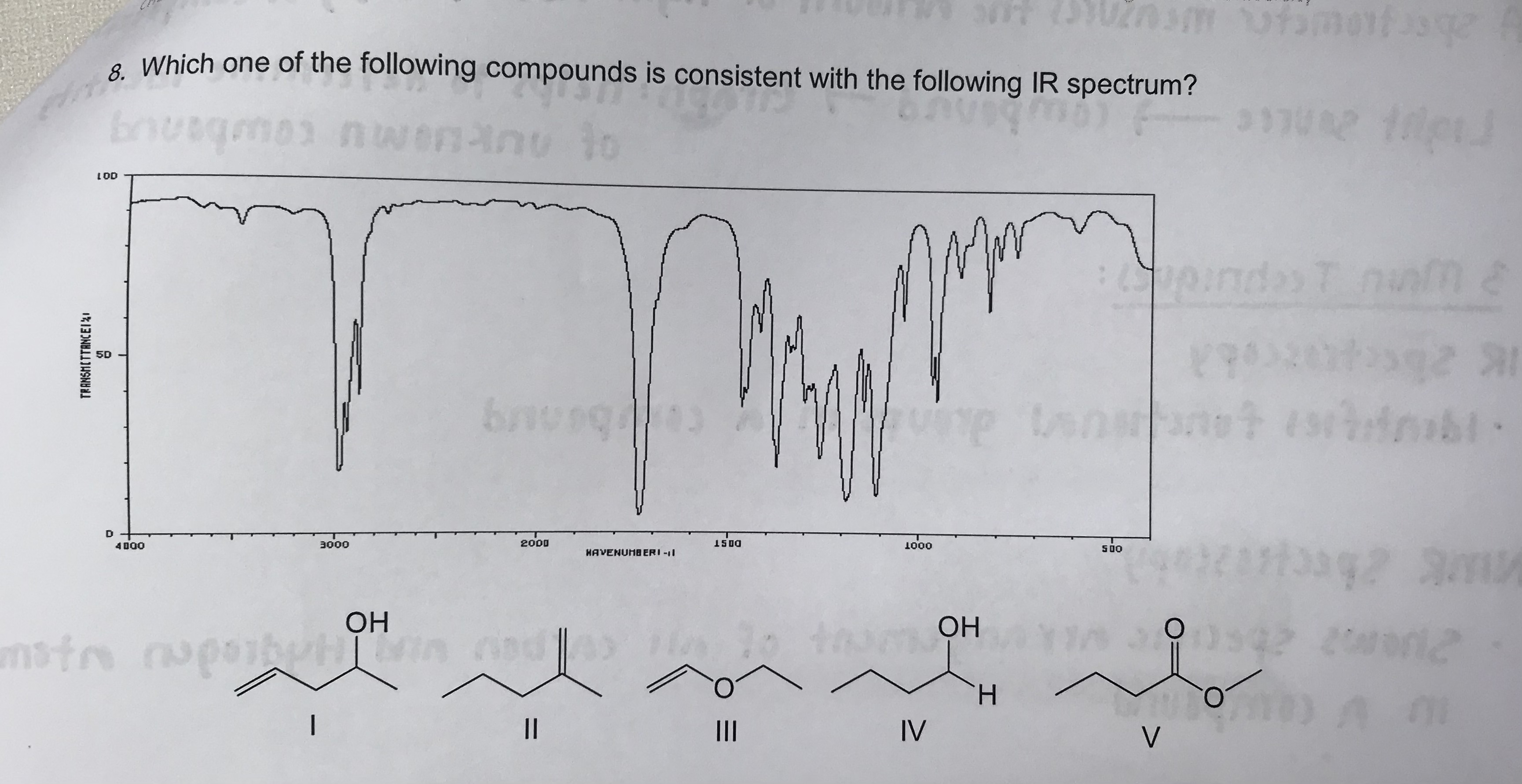 Solved 8. Which one of the following compounds is consistent | Chegg.com