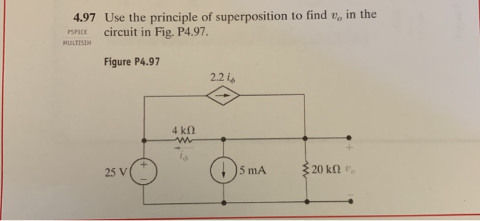 Solved 4.97 Use the principle of superposition to find vo in | Chegg.com