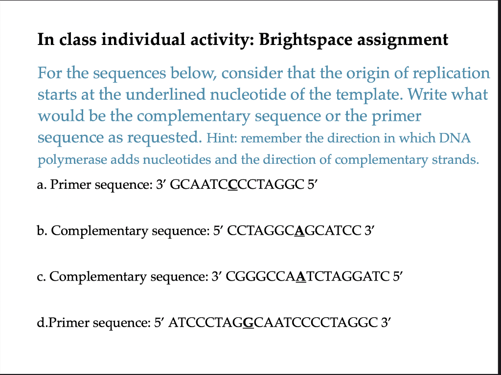 Solved In class individual activity: Brightspace assignment | Chegg.com