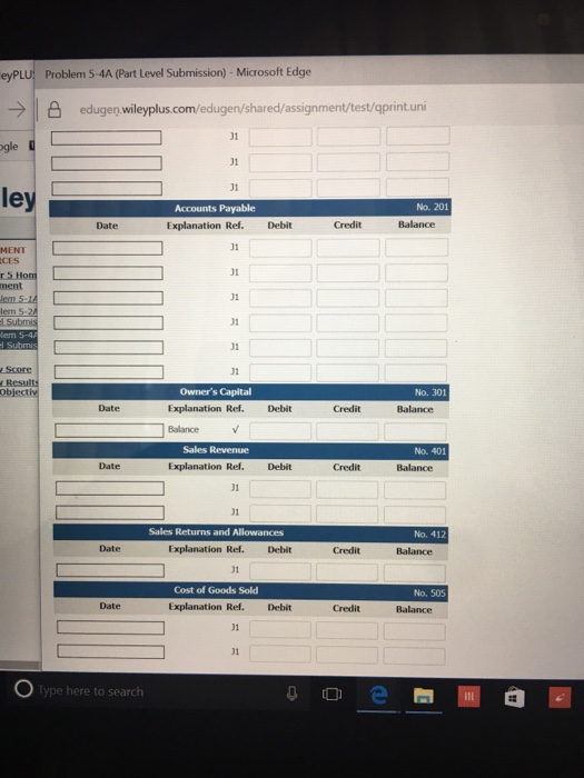 Solved Problem 5-4A (Part Level Submission) Yolanda Hagen, a | Chegg.com