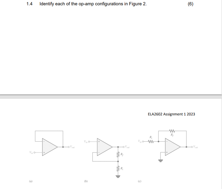 Solved 1.4 Identify each of the op-amp configurations in | Chegg.com