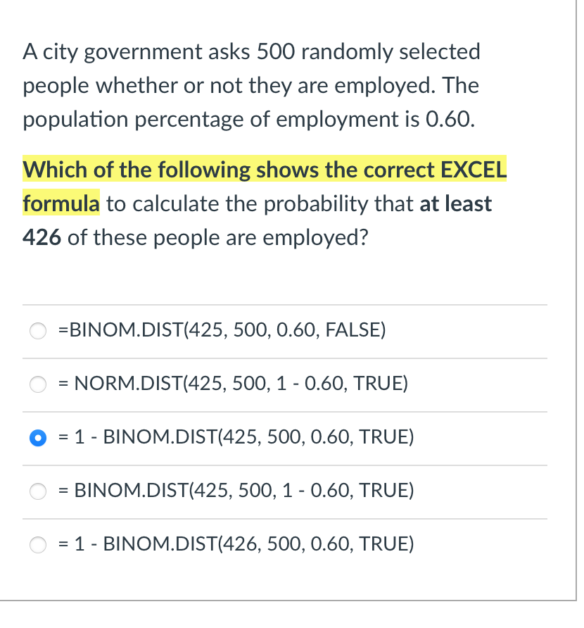 Solved A city government asks 500 randomly selected people | Chegg.com