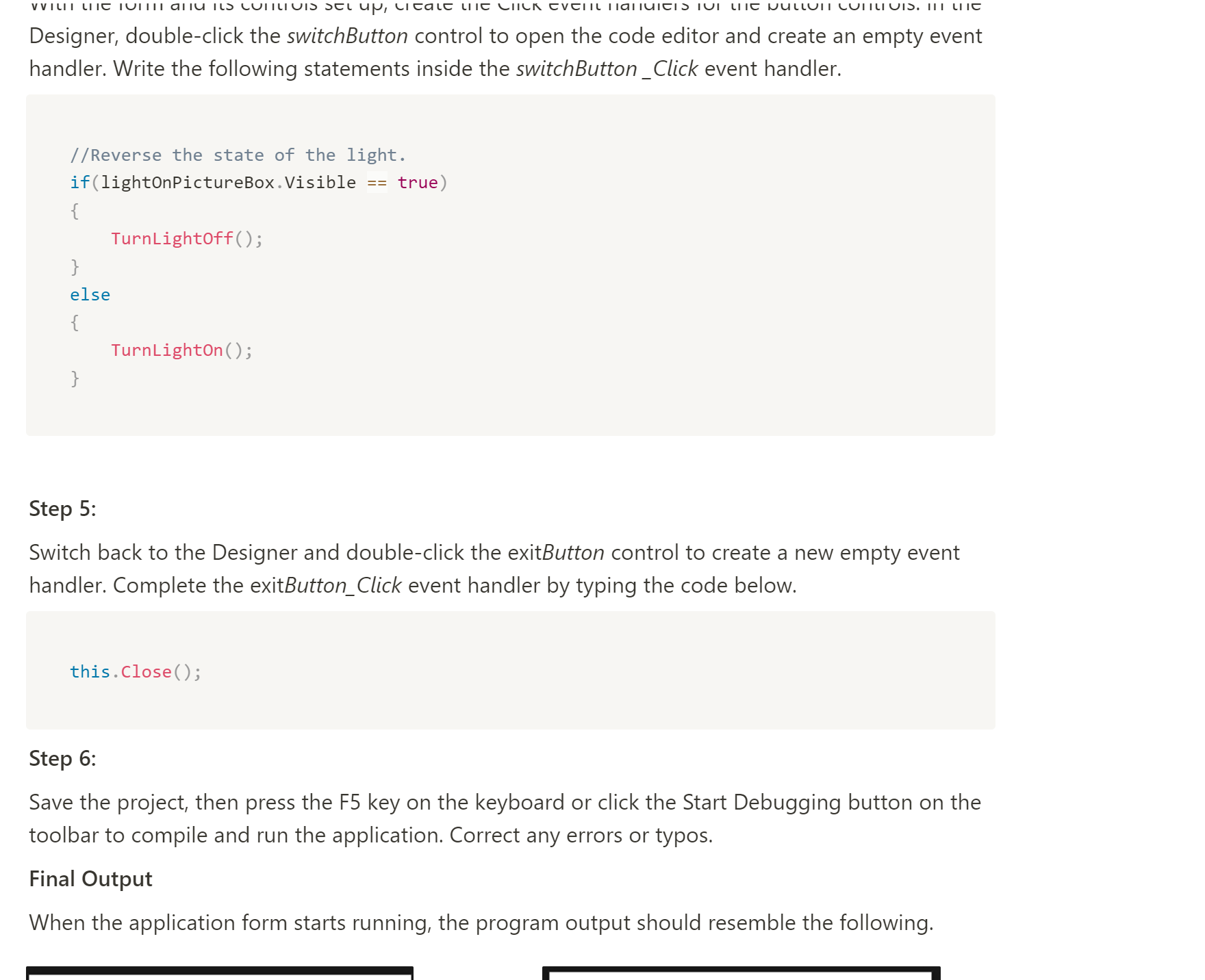 Step 1: Start Visual Studio and open the Windows | Chegg.com