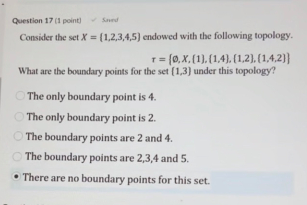 Solved Question 17 (1 ﻿point)Consider the set x={1,2,3,4,5} | Chegg.com