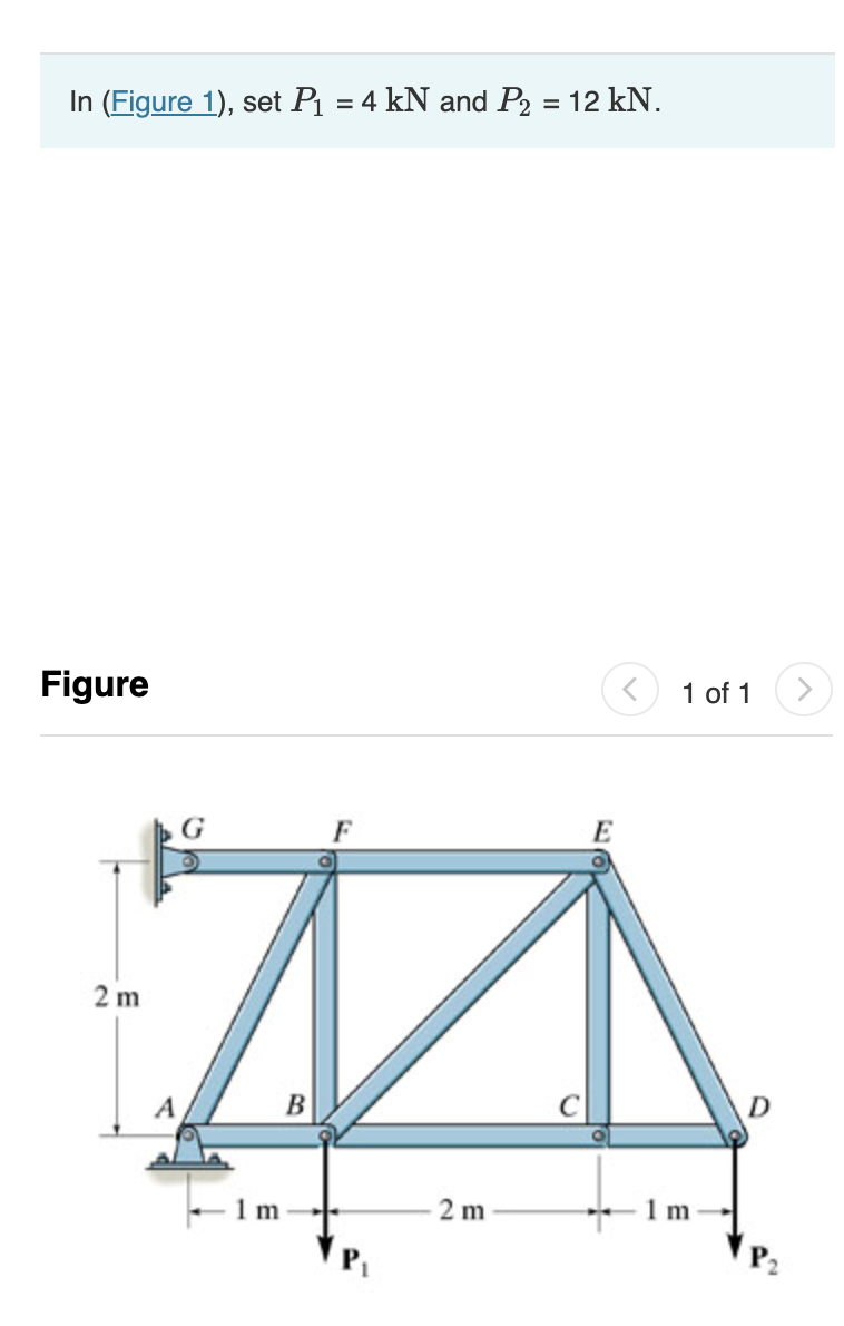 Solved In (Figure 1), set P1=4kN and P2=12kN. Figure 1 of | Chegg.com