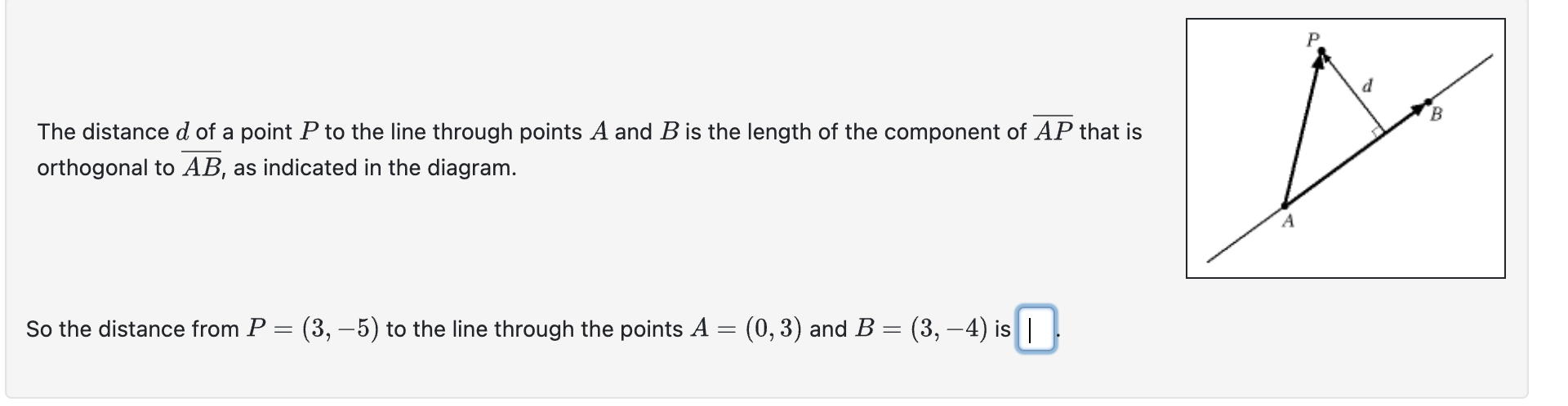 Solved The distance d ﻿of a point P ﻿to the line through | Chegg.com