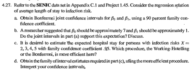 Solved 4.27. Refer to the SENIC data set in Appendix C.1 and | Chegg.com