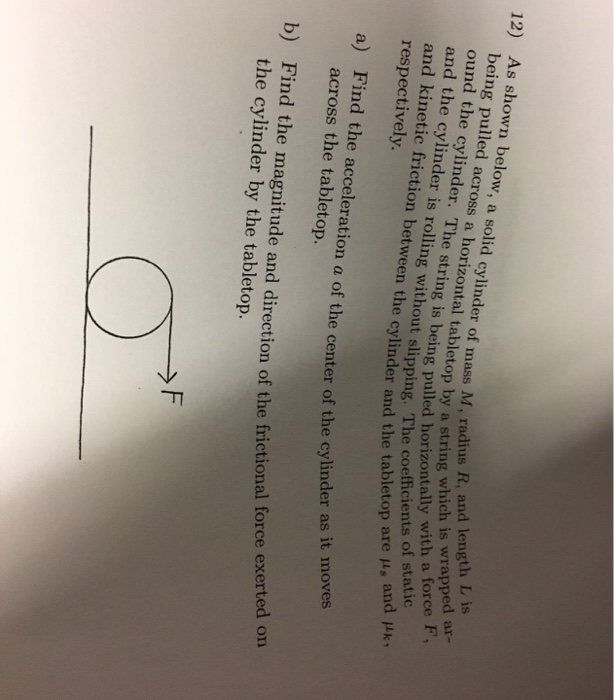 Solved As shown below, a solid cylinder of mass M, radius R, | Chegg.com