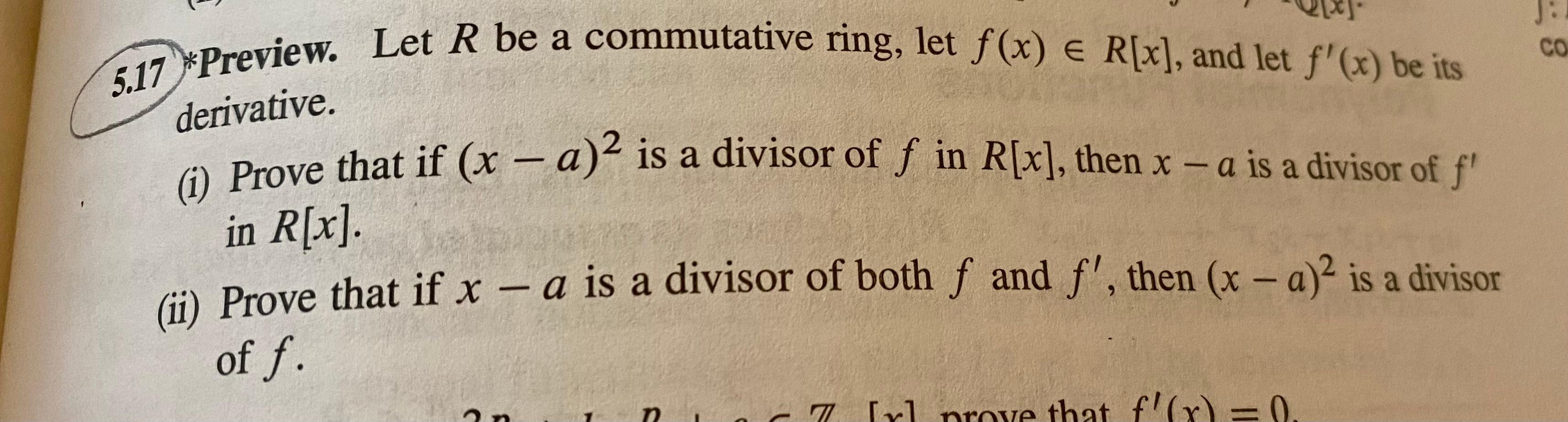 Solved 5.17) Preview. Let R be a commutative ring, let | Chegg.com