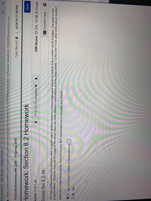 Solved Finite Mathematics MA 2200-10 Spring 2019 Homework: | Chegg.com