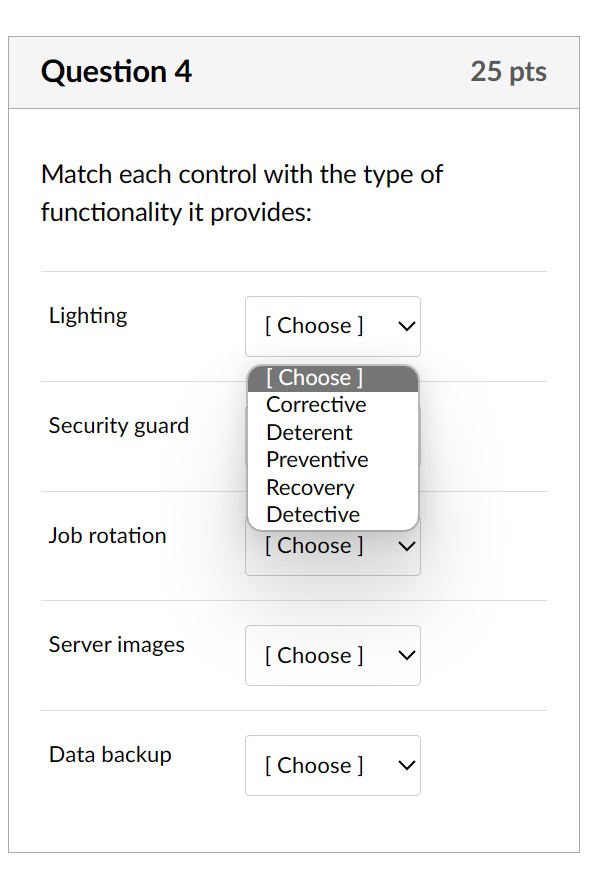 Solved Match each control with the type of functionality it | Chegg.com