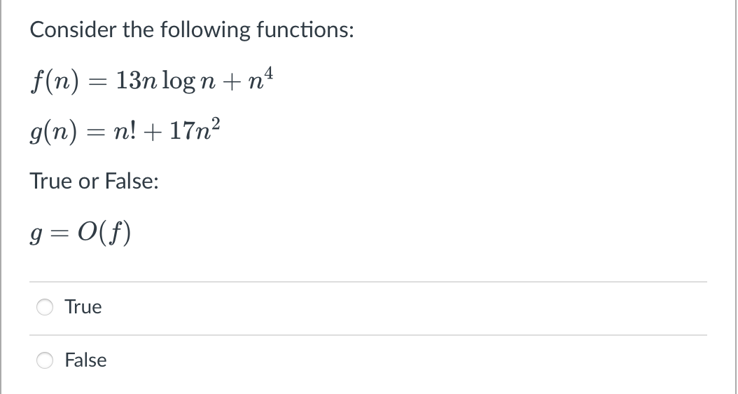 Solved Consider the following functions: | Chegg.com