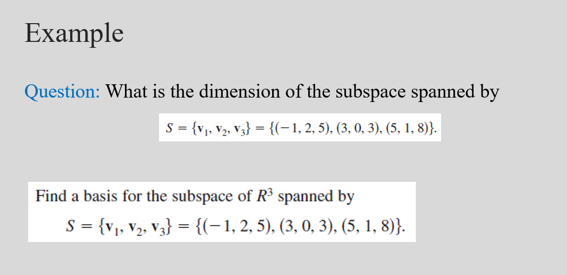 Solved Example Question: What is the dimension of the | Chegg.com